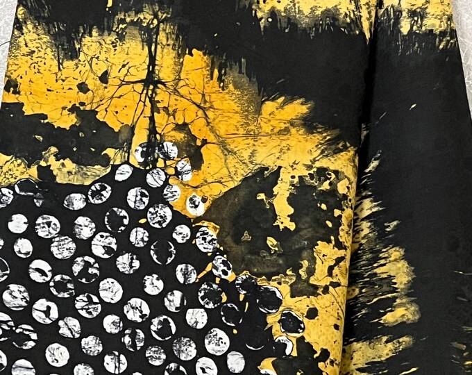 Nigerian Adire Batik, Handmade Batik Cotton Fabric, Bold Yellow and ...