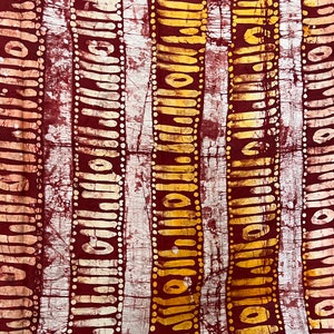 Nigerian Adire Batik, Handmade Batik Red and Yellow Traditional Pattern ...