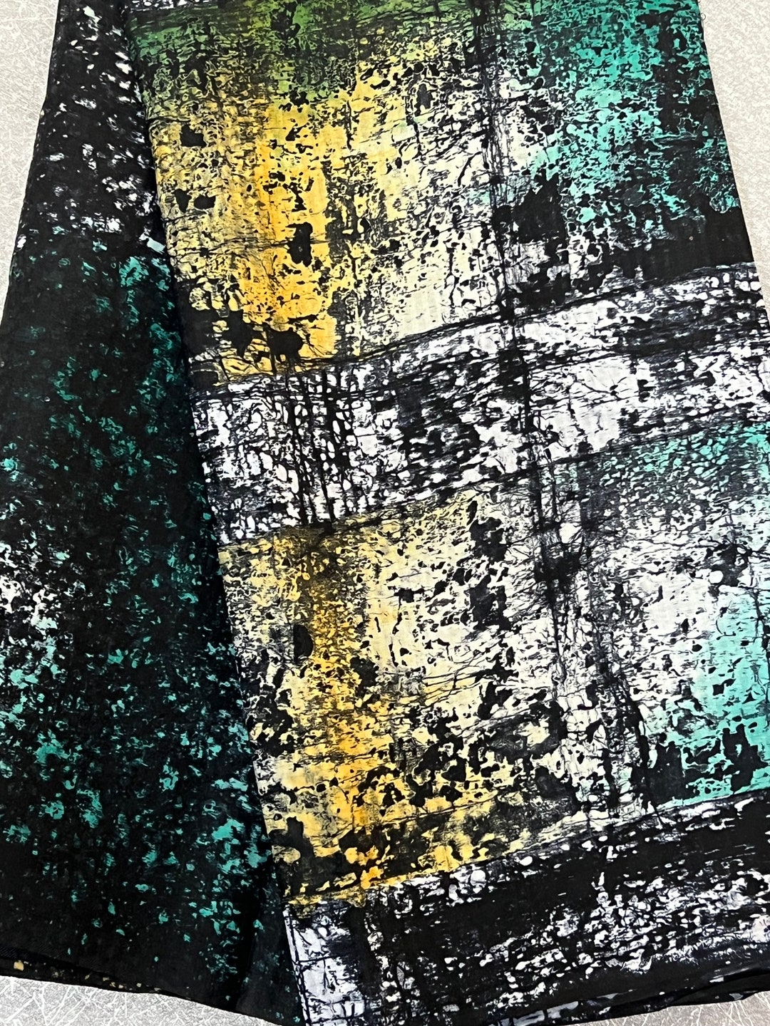 Handmade Nigerian Adire Batik Fabric: Abstract Polka Dot & Stripe ...