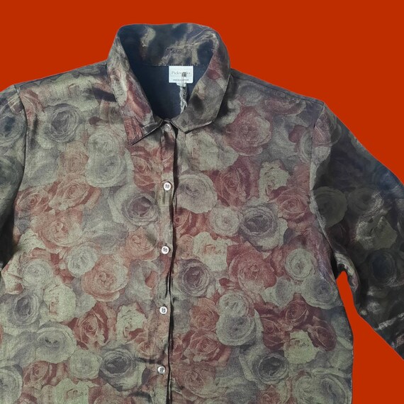 Incredible 90s goth iridescent satin shirt with allov… - Gem
