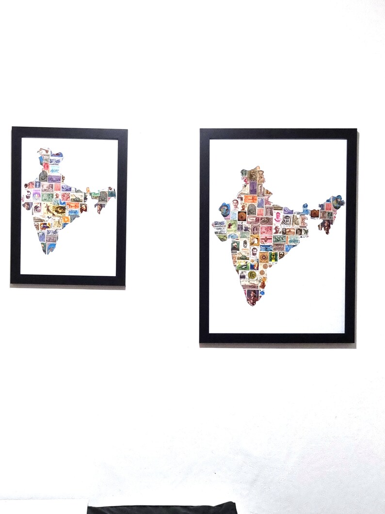 India Postage Stamp Collage Art - Etsy