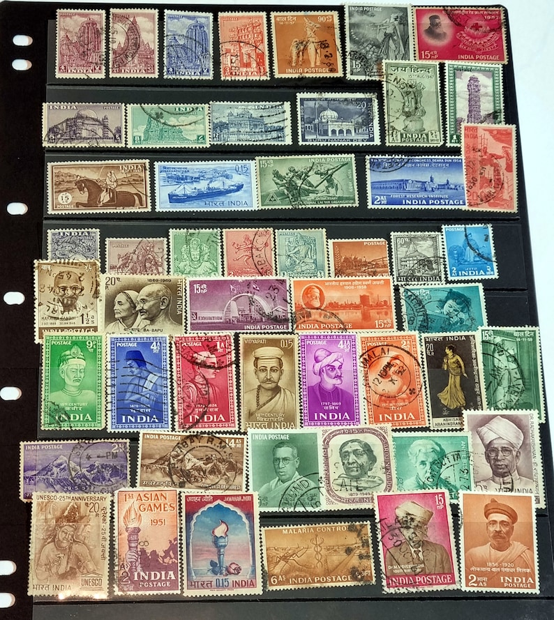 India Stamps Sets Vintage and Modern - Etsy