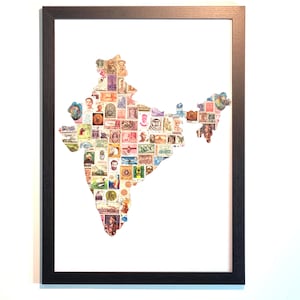 India Postage Stamp Collage Art - Etsy