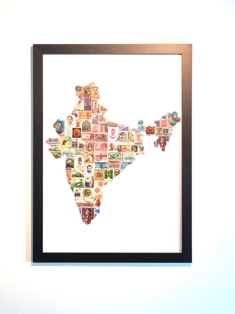 India Postage Stamp Collage Art - Etsy