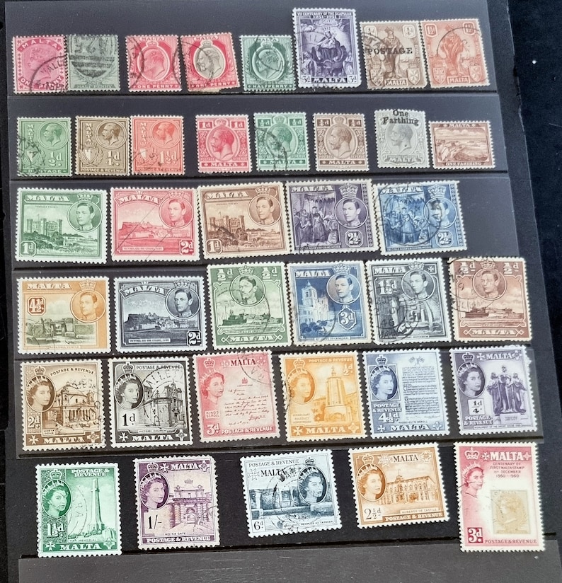 Vintage Malta Stamps Queen Victoria + KGVI - Etsy