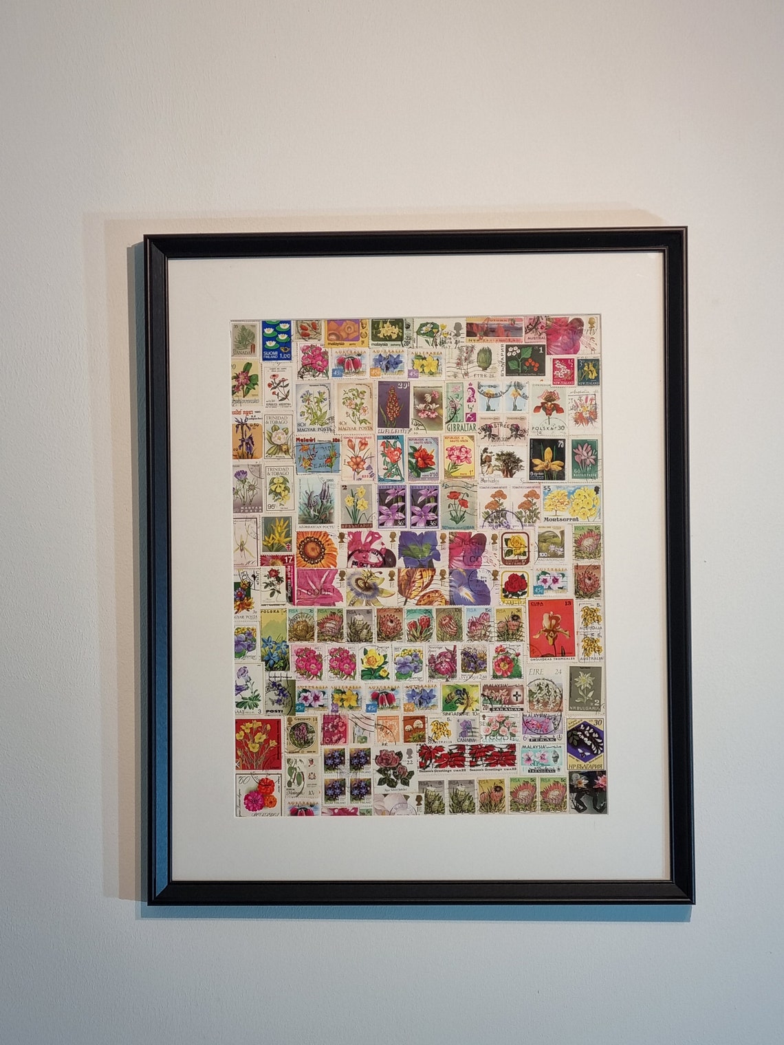 Flower Postage Stamp Collage Frame - Etsy