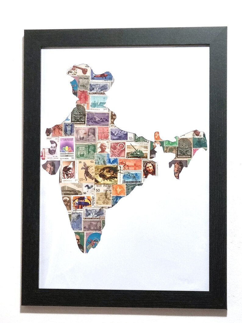 India Postage Stamp Collage Art - Etsy