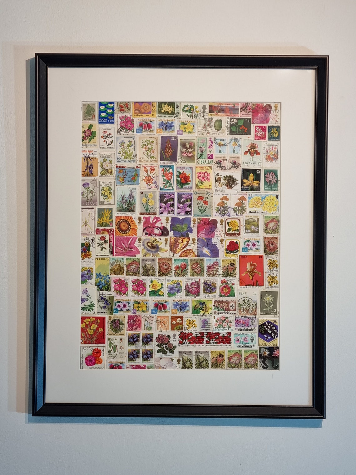 Flower Postage Stamp Collage Frame - Etsy