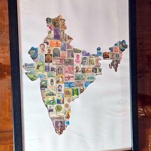 India Postage Stamp Collage Art - Etsy