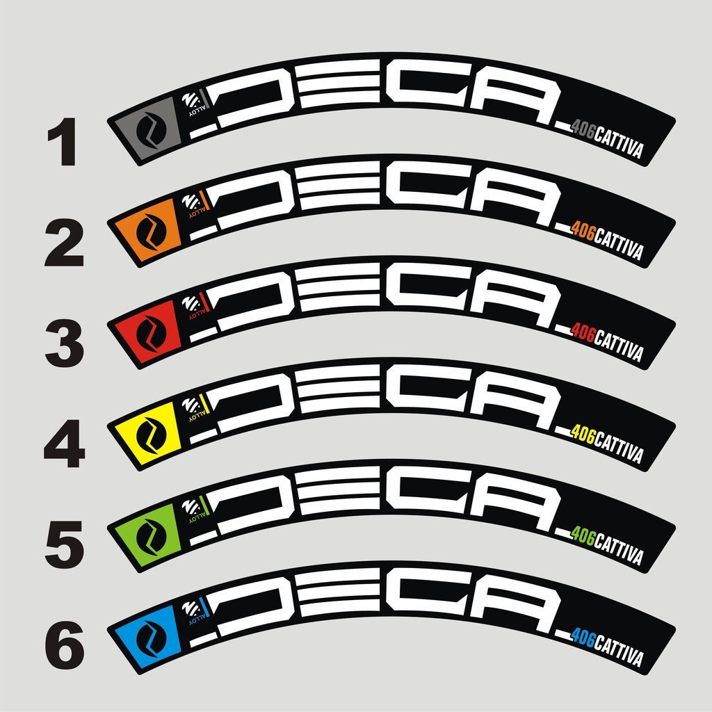Deca 8pcs Bike Rim Decal Stickers High Quality Durable for Bike Wheel ...