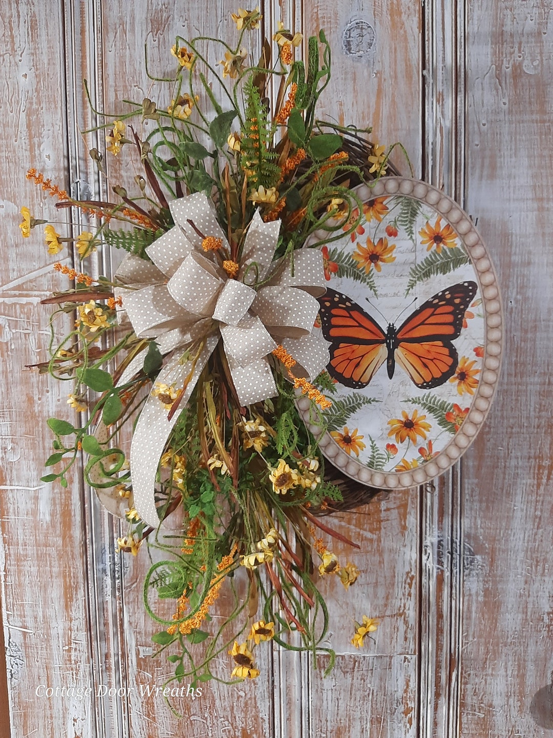 Butterfly Welcome Wreath,monarch Butterfly Wreath for Front Door ...