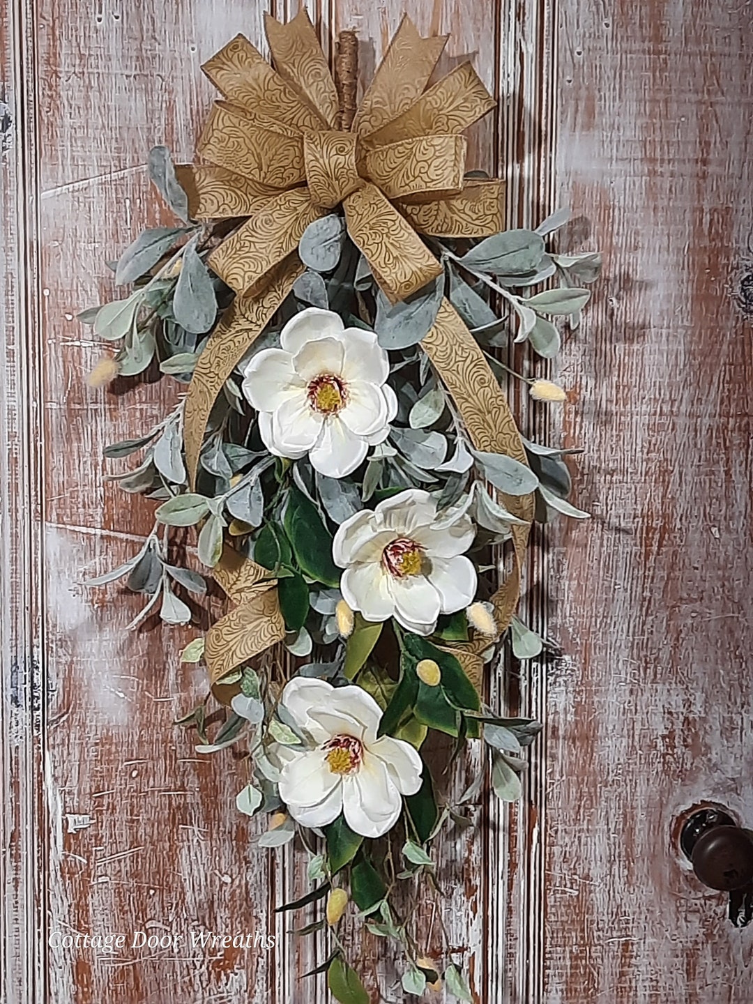 Magnolia Swag Wreath for Front Door,neutral Wreath,farmhouse Porch ...