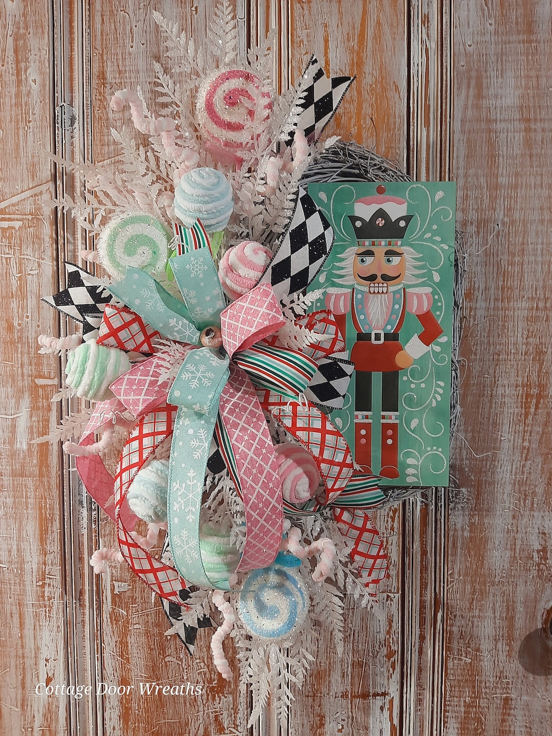 Candyland Nutcracker Wreath Front Door,winter Porch Decor,candy ...
