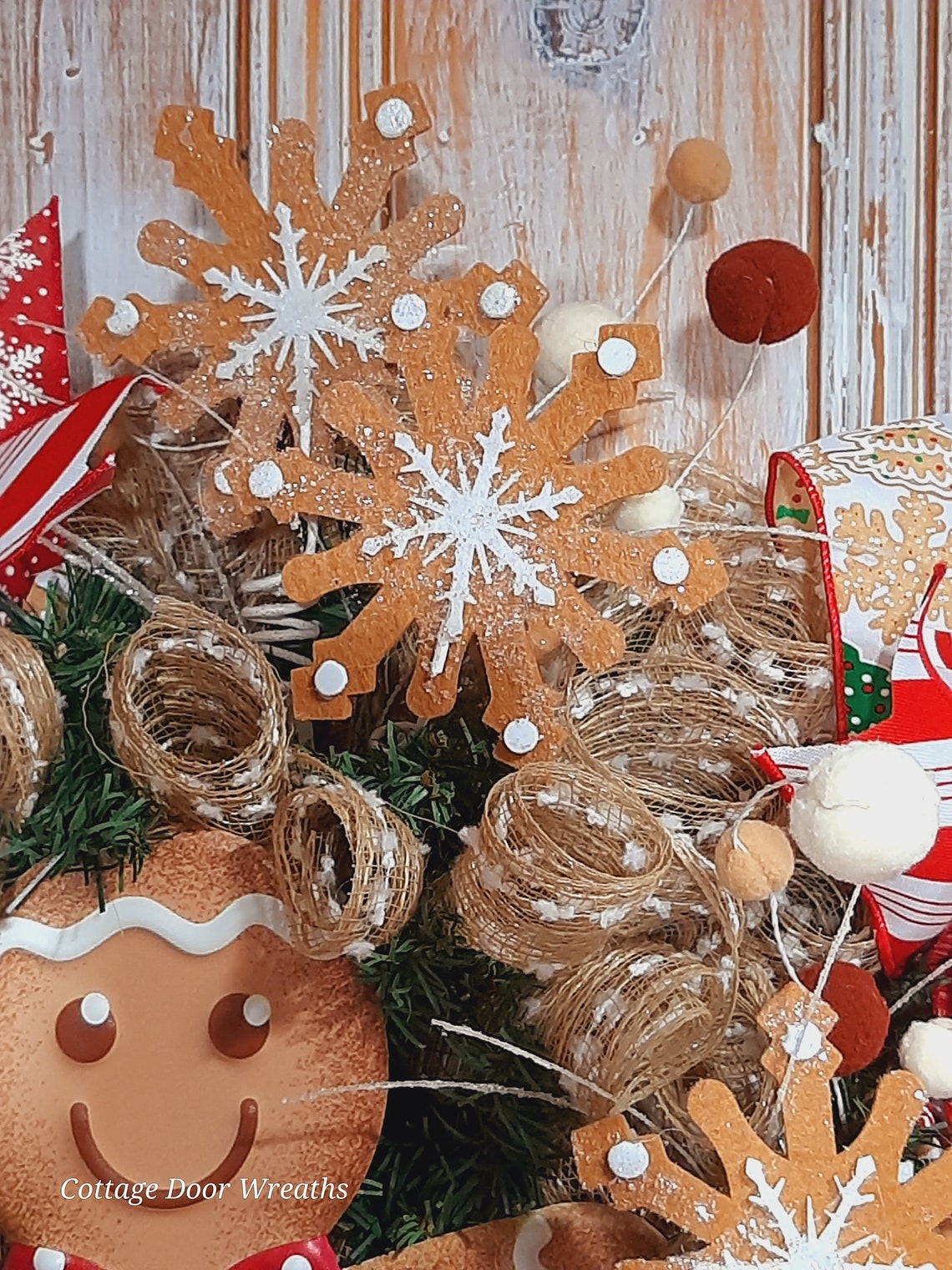 Gingerbread Christmas Wreath for Front Door,festive Holiday Porch Decor ...