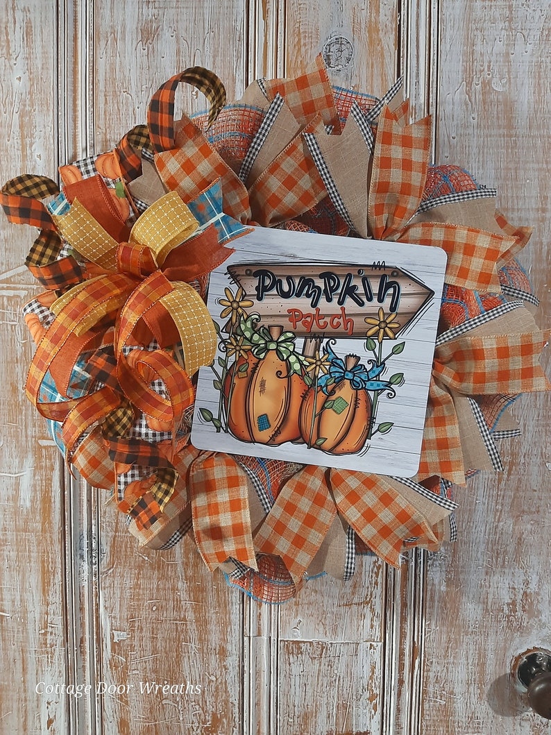 Farmhouse Pumpkin Wreath for Front Door,fall Plaid Wreath,autumn Porch Decor,fall Wall Decor ...
