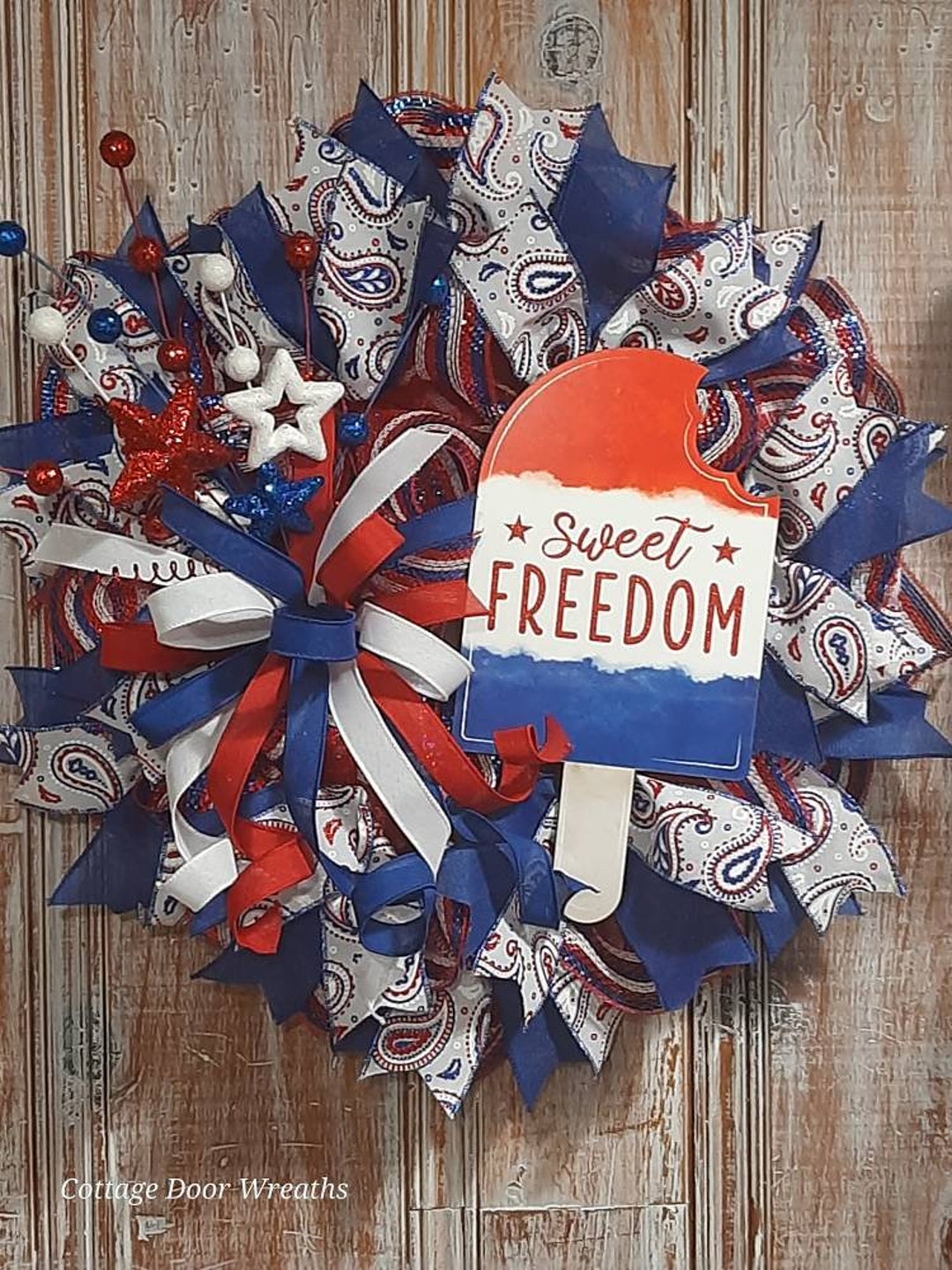 Patriotic Sweet Freedom Popsicle Wreath,patriotic Wreath for Front Door ...
