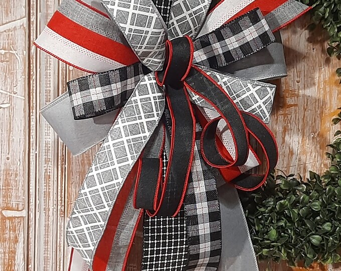 Scarlet and Gray Bow,game Day Decor,year-round Bow,team Spirit Bow ...