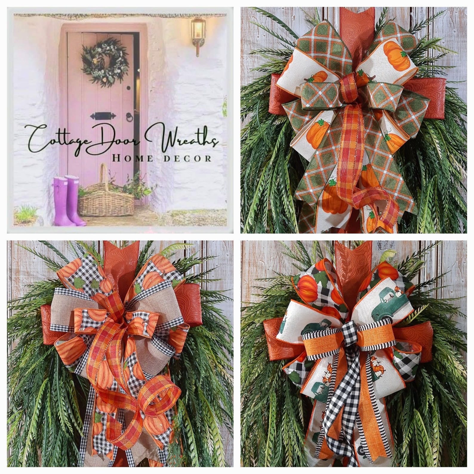 Fall Pumpkin Bows for Wreath,lantern Bow Decor,mailbox Bow,front Porch ...
