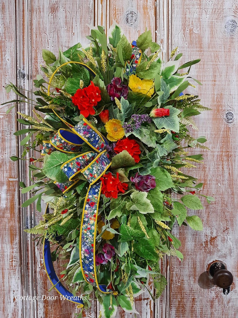 Handmade Wildflower Swag Wreath, French Country Farmhouse Style - Etsy