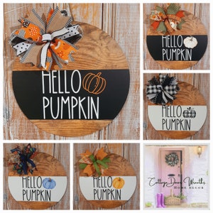 Hello Pumpkin Door Hanger for Front Door,fall Welcome Sign,rustic ...