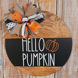 Hello Pumpkin Door Hanger for Front Door,fall Welcome Sign,rustic ...