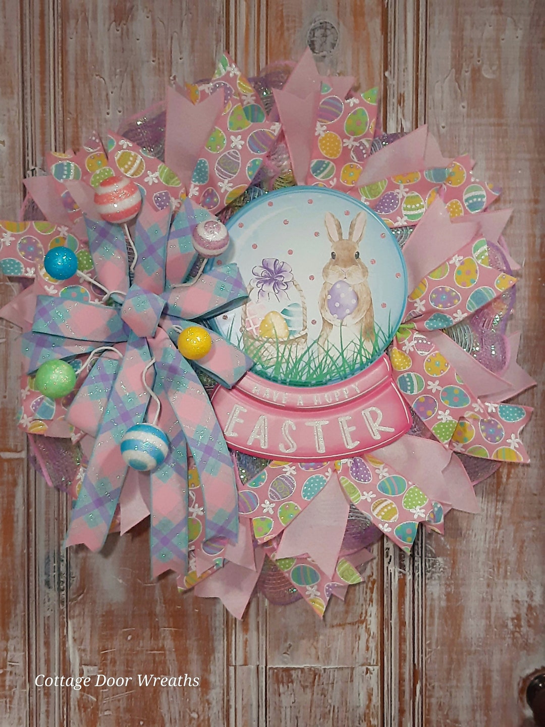 Have a Hoppy Easter Bunny Wreath for Front Door,welcome Bunny Decor ...