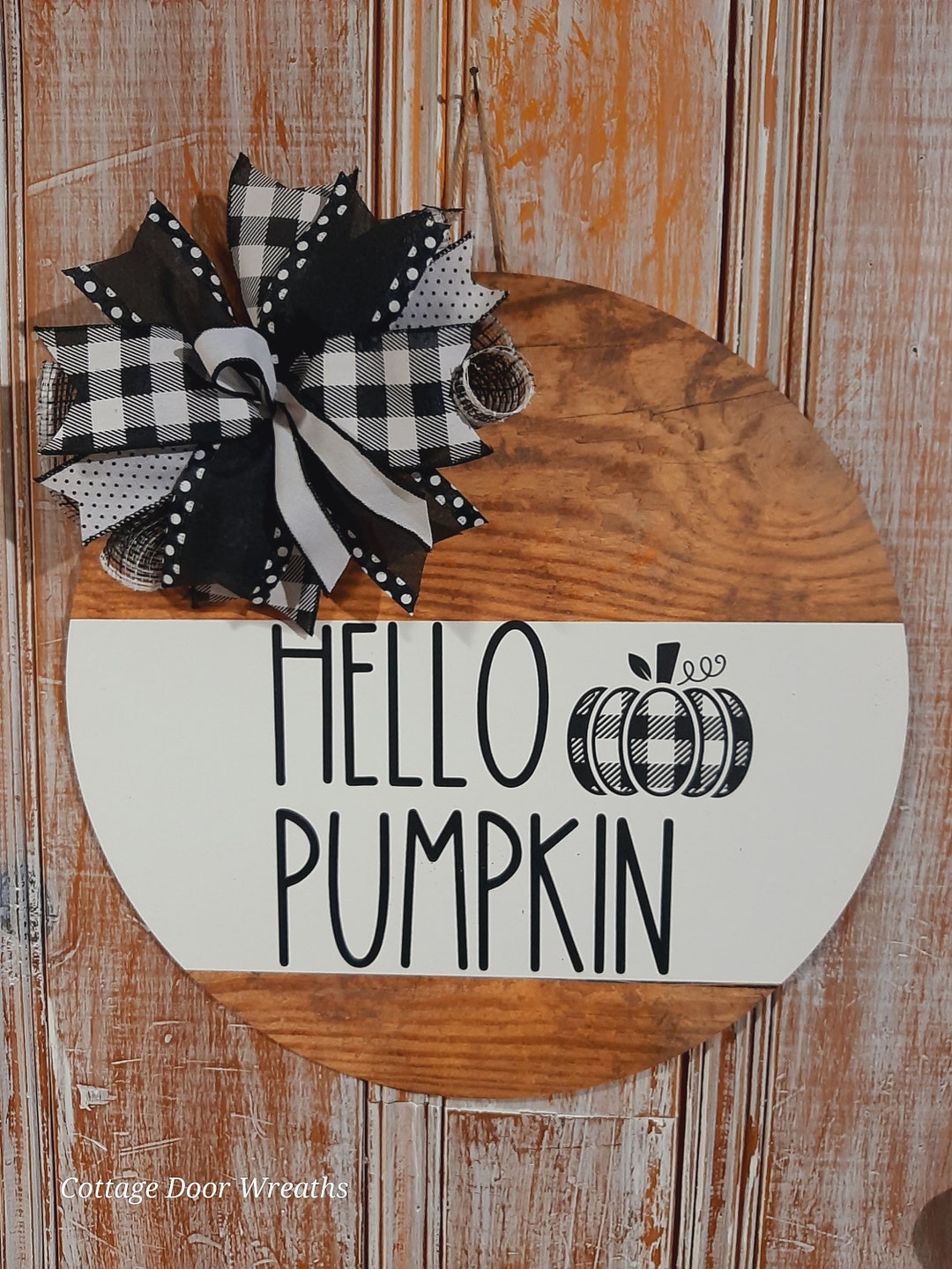 Hello Pumpkin Door Hanger for Front Door,fall Welcome Sign,rustic ...