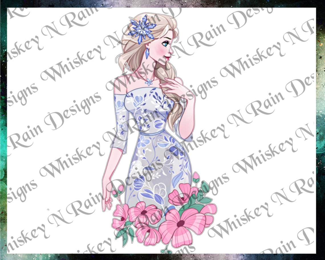 Elsa PNG Sublimation Waterslide Watercolor Printable - Etsy