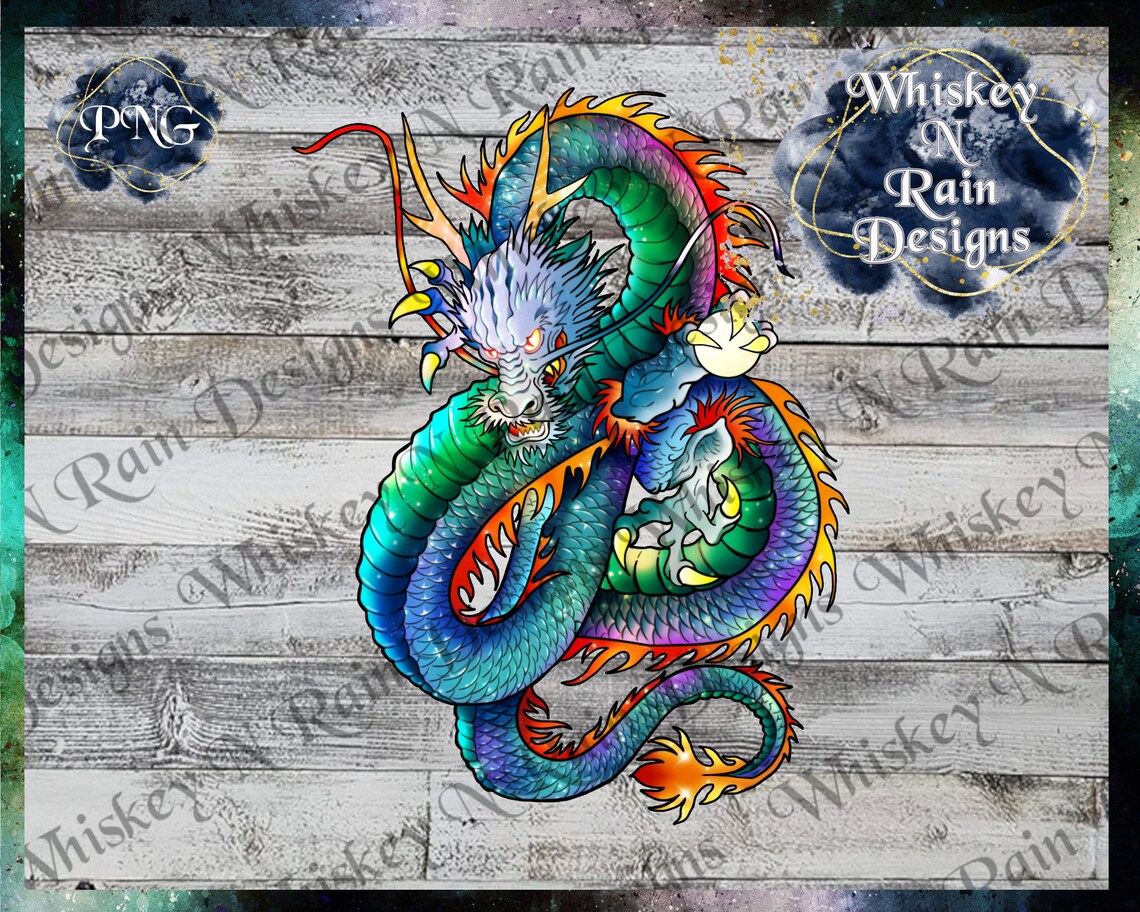 Watercolor Dragon PNG Waterslide Decal Printable Sticker | Etsy