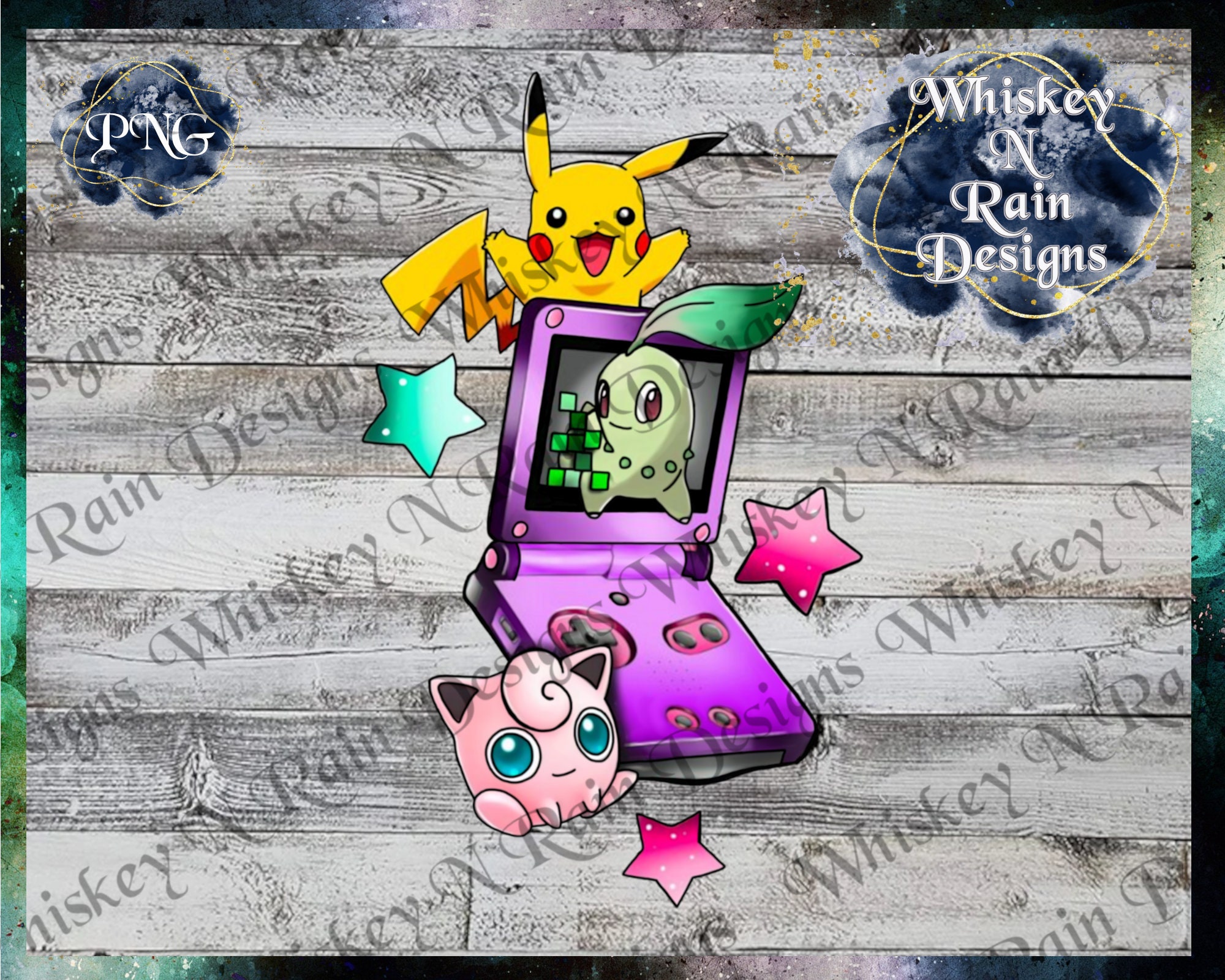 Pokemon Gameboy PNG Sublimation Waterslide Watercolor - Etsy