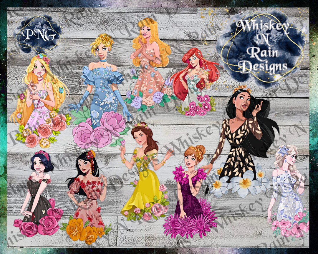 Princess Bundle, PNG, Sublimation, Watercolor, Waterslide, Printable ...