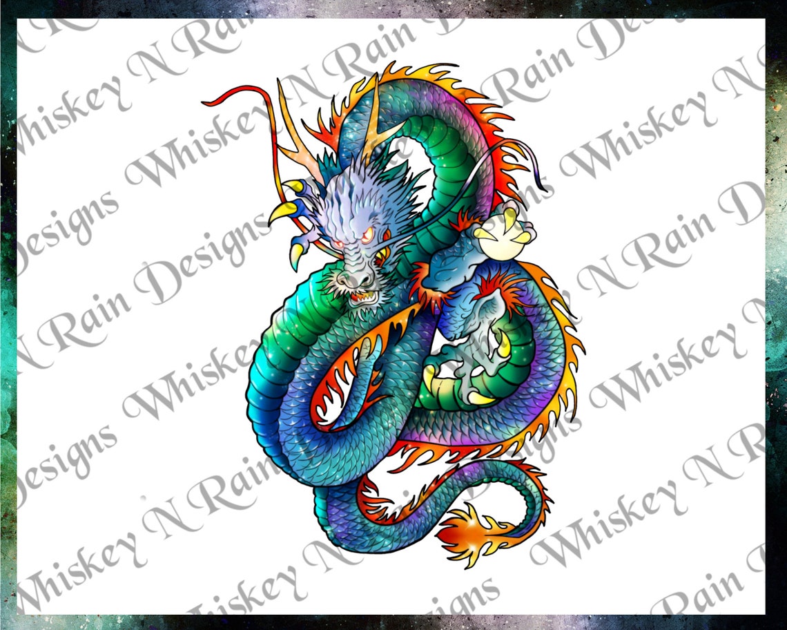 Watercolor Dragon PNG Waterslide Decal Printable Sticker - Etsy