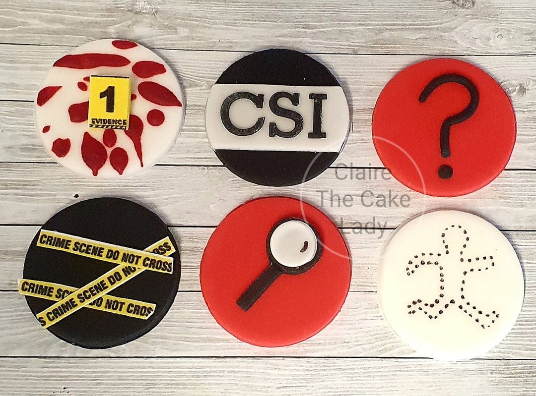 Handmade 100% Edible Crime Scene CSI Detective Police Cupcake Toppers X ...
