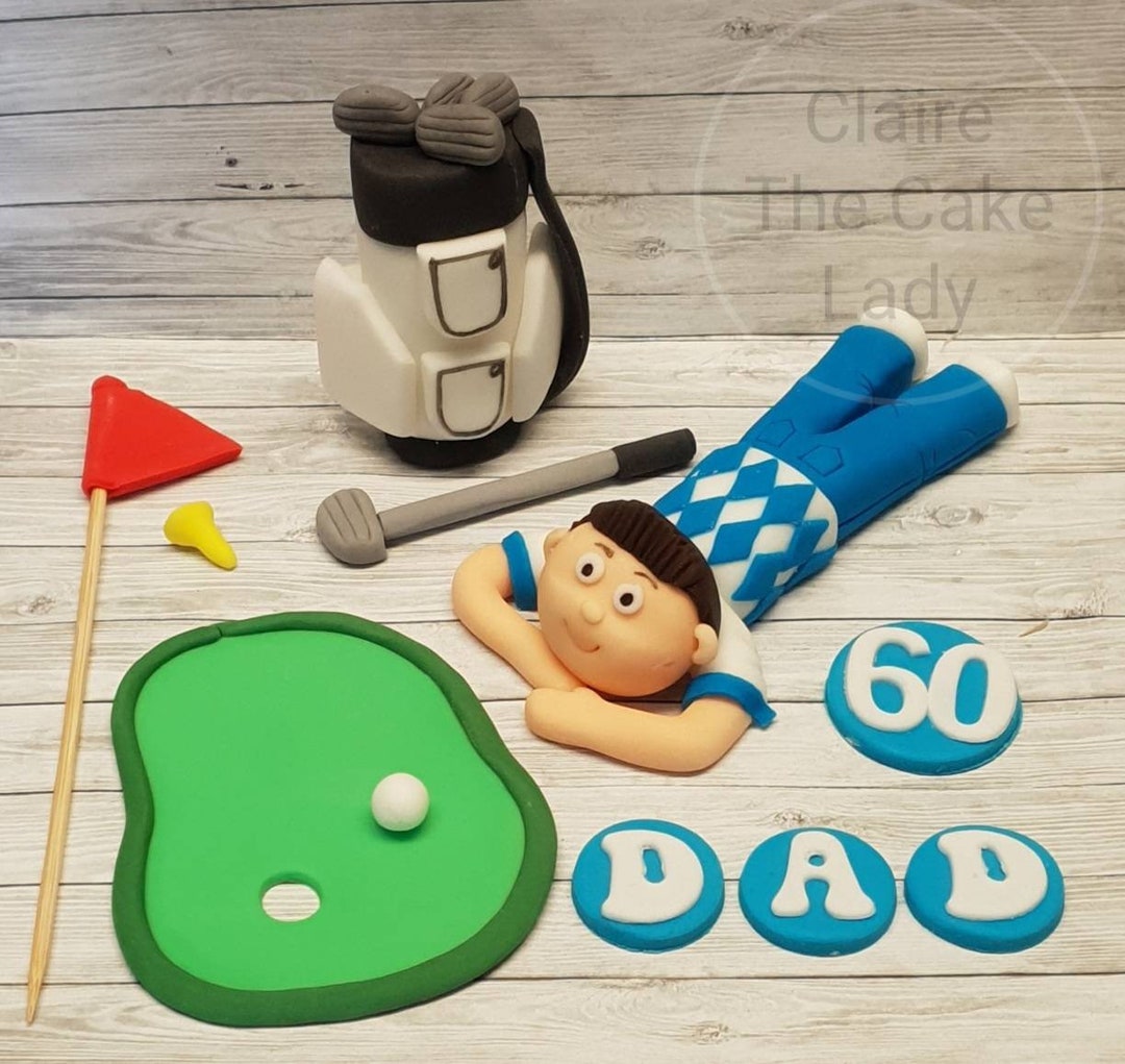 Edible Handmade Golf Golfer Themed Cake Topper Set *personalised* - Etsy UK