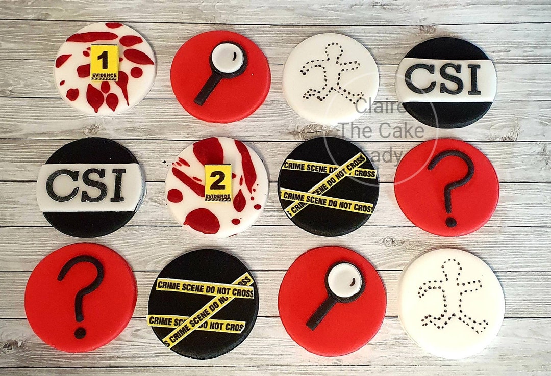 Handmade 100% Edible Crime Scene CSI Detective Police Cupcake Toppers X ...