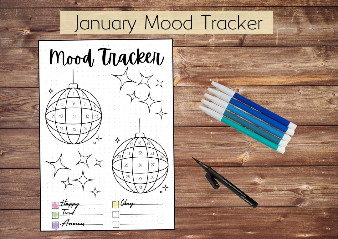 January Bullet Journal Mood Tracker | A4 & A5 | Instant Download - Etsy