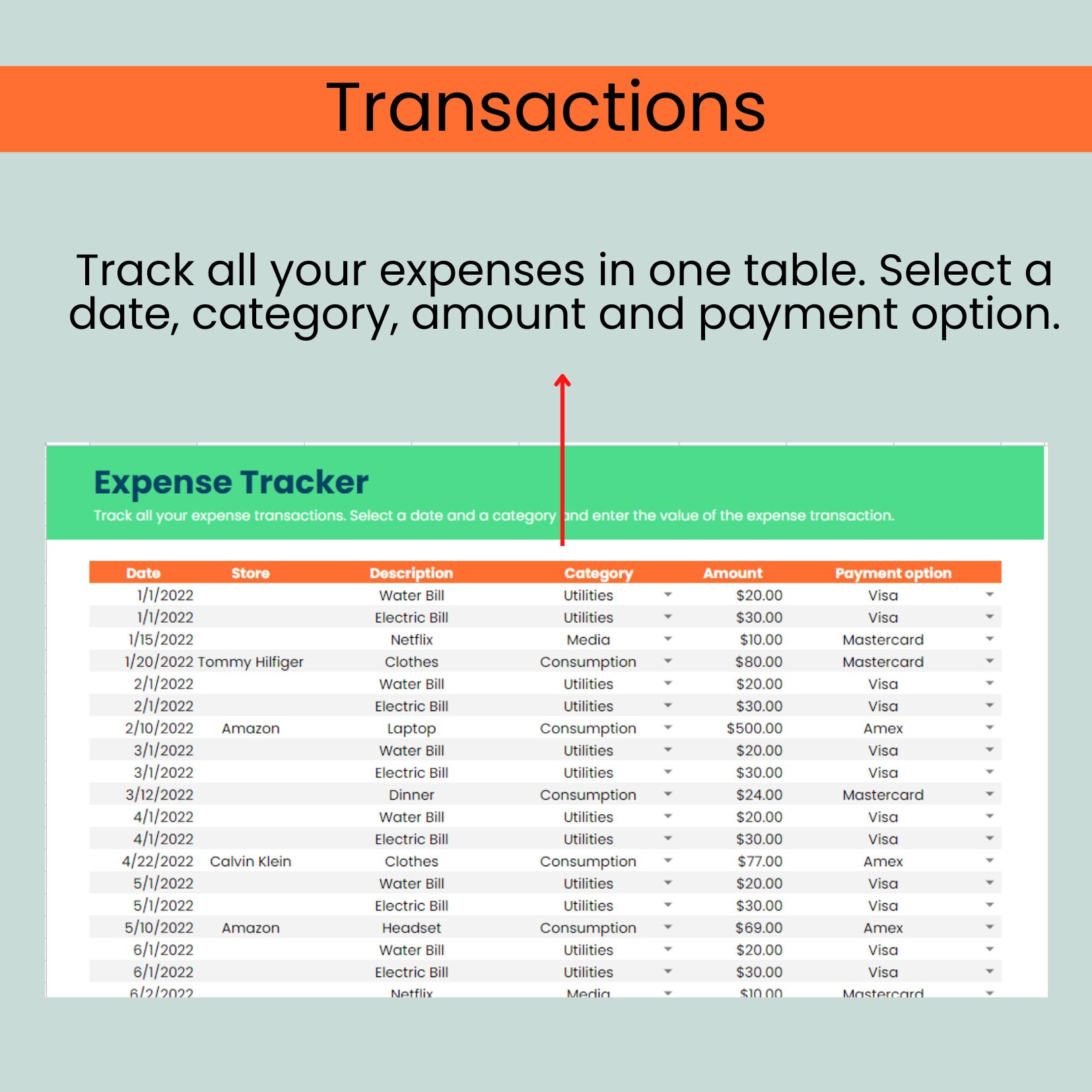 Personal Expense Tracker Google Sheet Template | Monthly Expense ...
