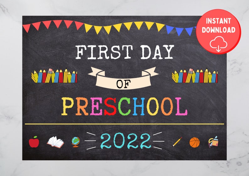 First Day Of Preschool Sign Printable PDF 1st Day Of Etsy Australia First Day Of Preschool Sign Printable PDF 1st Day Of Etsy Australia