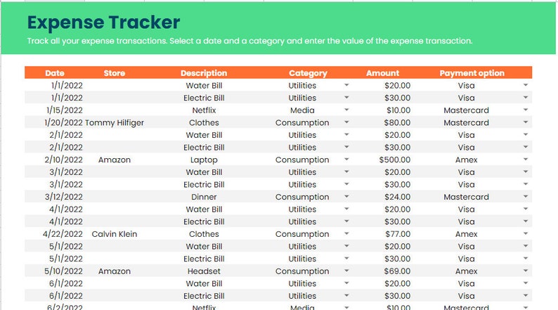Personal Expense Tracker Google Sheet Template | Monthly Expense ...