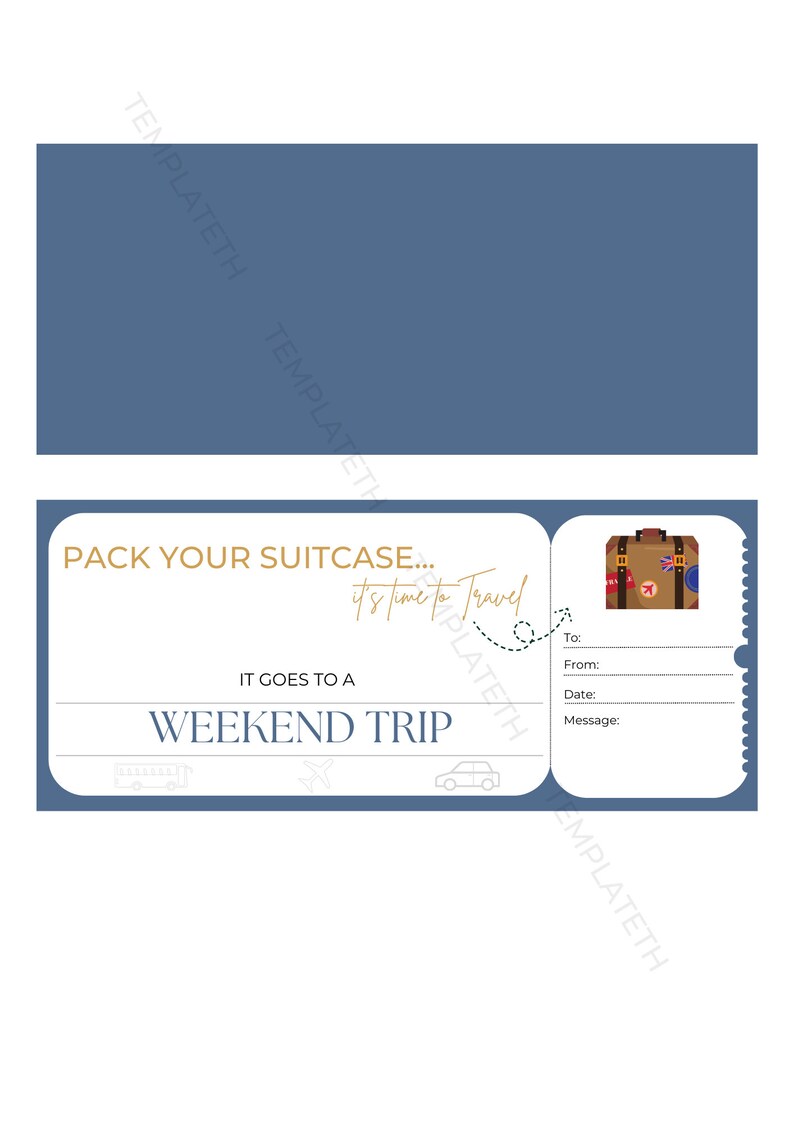 Personalized Travel Voucher Weekend Trip | Weekend Getaway Travel ...