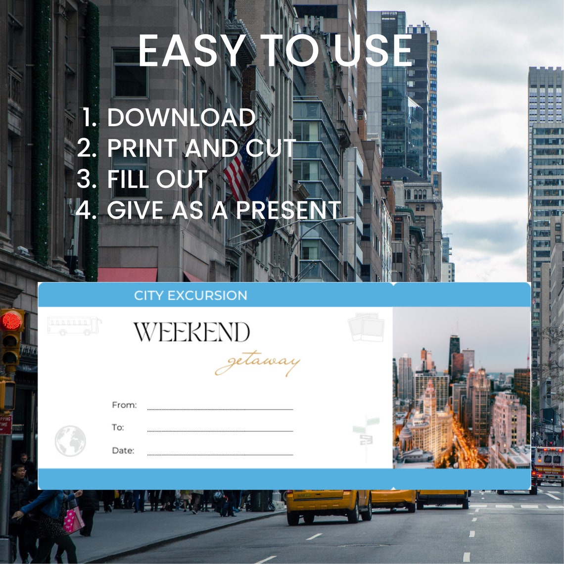 Travel Voucher Template to Print and Write Yourself, Weekend Getaway ...
