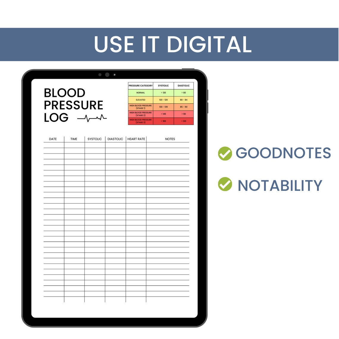 Blood Pressure Log Printable | Daily Blood Pressure Tracker | Medical ...