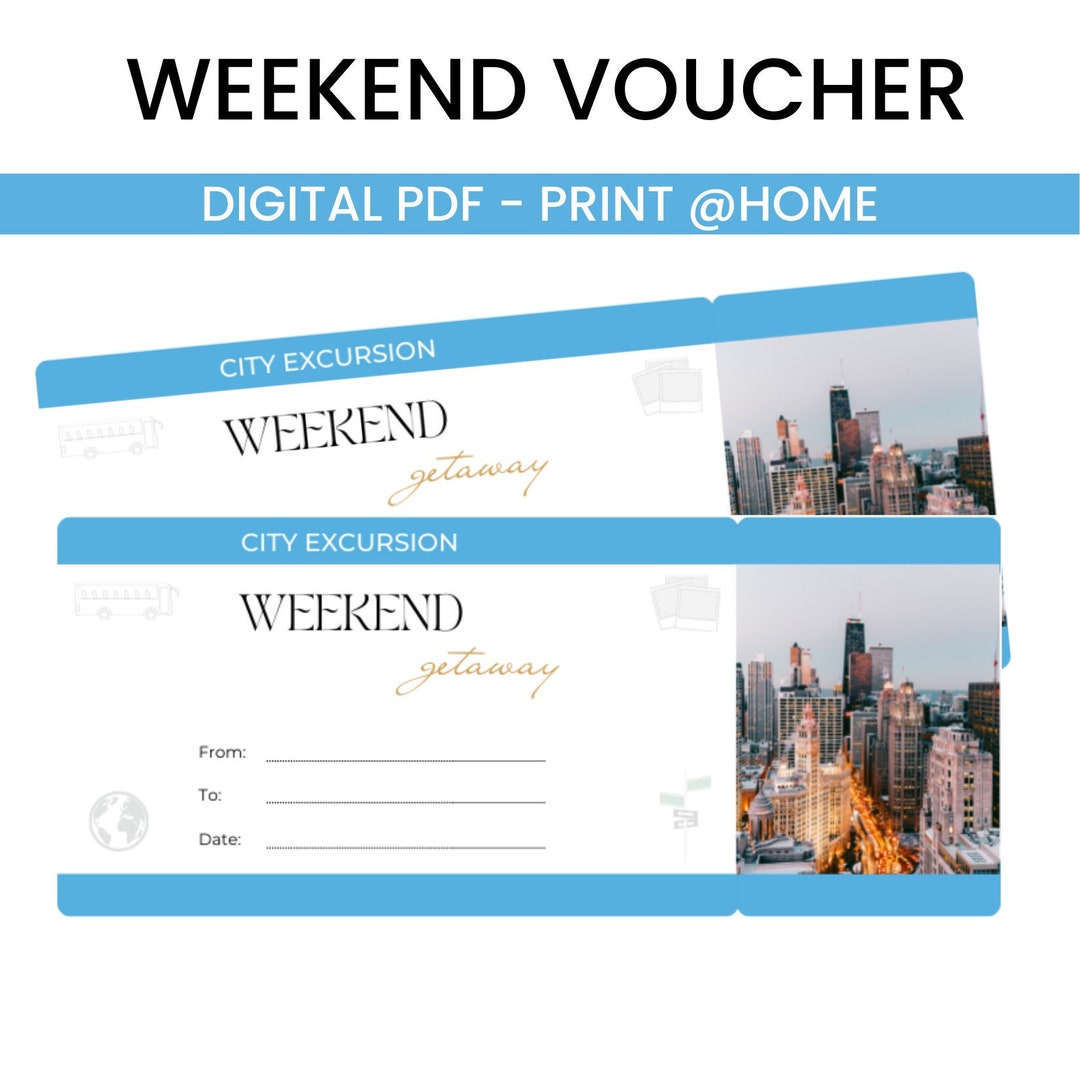 Travel Voucher Template to Print and Write Yourself, Weekend Getaway ...
