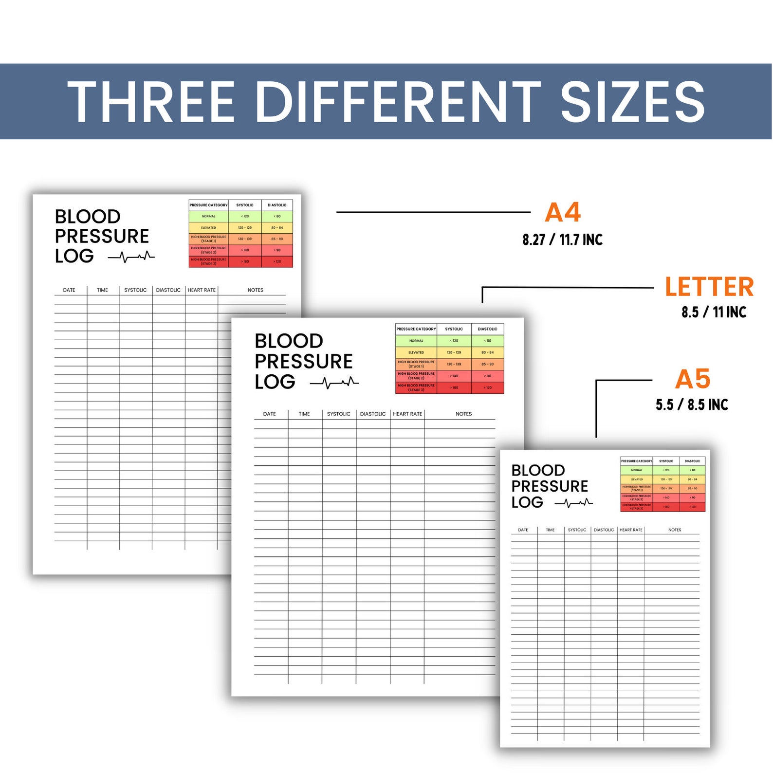 Blood Pressure Log Printable | Daily Blood Pressure Tracker | Medical ...
