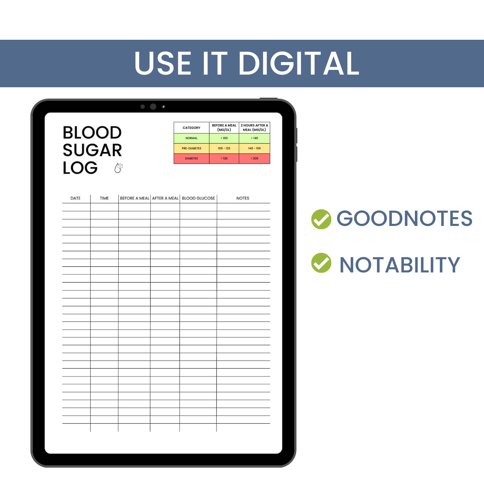 Blood Sugar Log Printable | Daily Blood Sugar Tracker | Diabetes Log ...