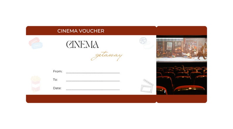 Cinema Voucher Template to Print and Write Yourself, Voucher as a Quick Gift, Last Minute Gift ...