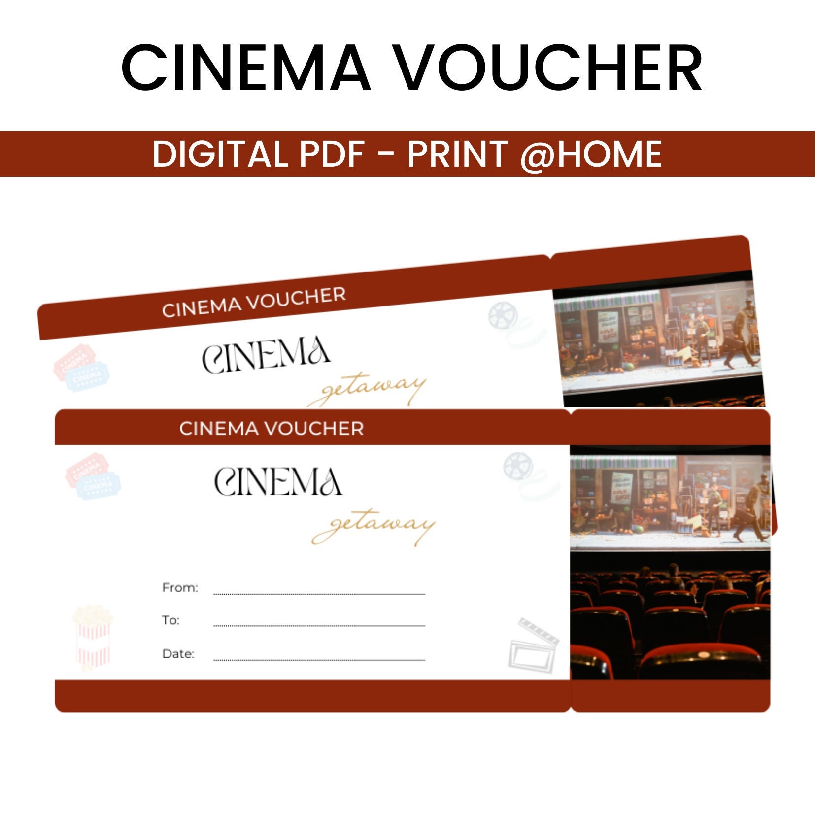 Cinema Voucher Template to Print and Write Yourself, Voucher as a Quick ...