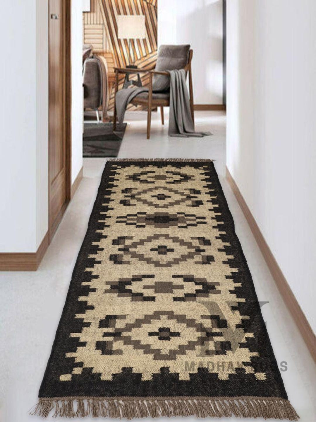 Handmade Wool Jute Kilim Runner Rug: Woven Hallway Entryway Decor - Etsy