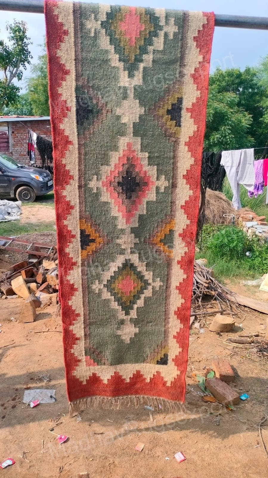 Wool Jute Runner, Handmade Runner, Wool Jute Rug, Kilim Runner, Jute ...