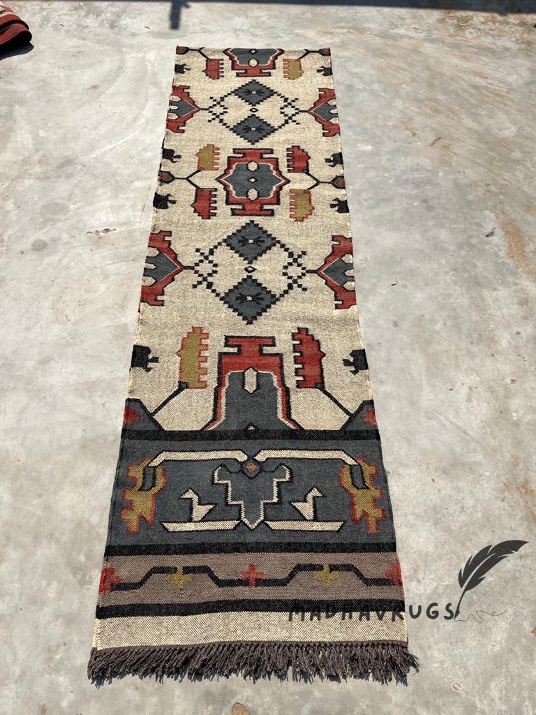 Wool Jute Runner Handmade Kilim Rug – Natural Eco-friendly Durable Jute ...